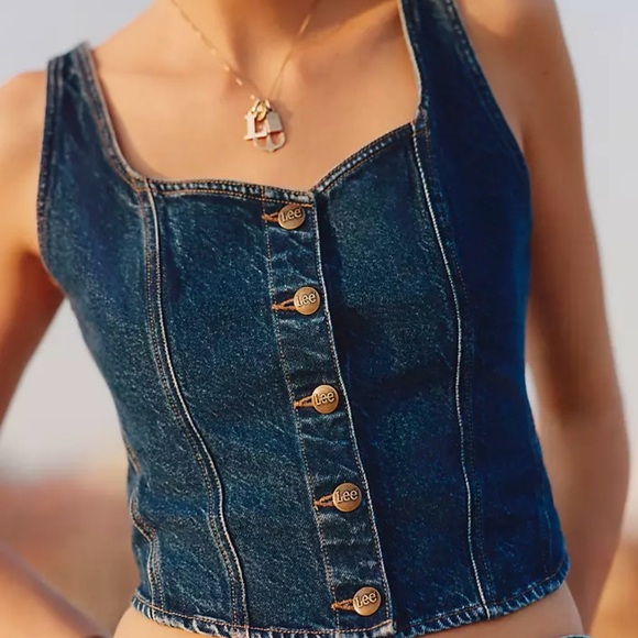Lee | Tops | Lee Denim Buttonup Crop Top | Poshmark